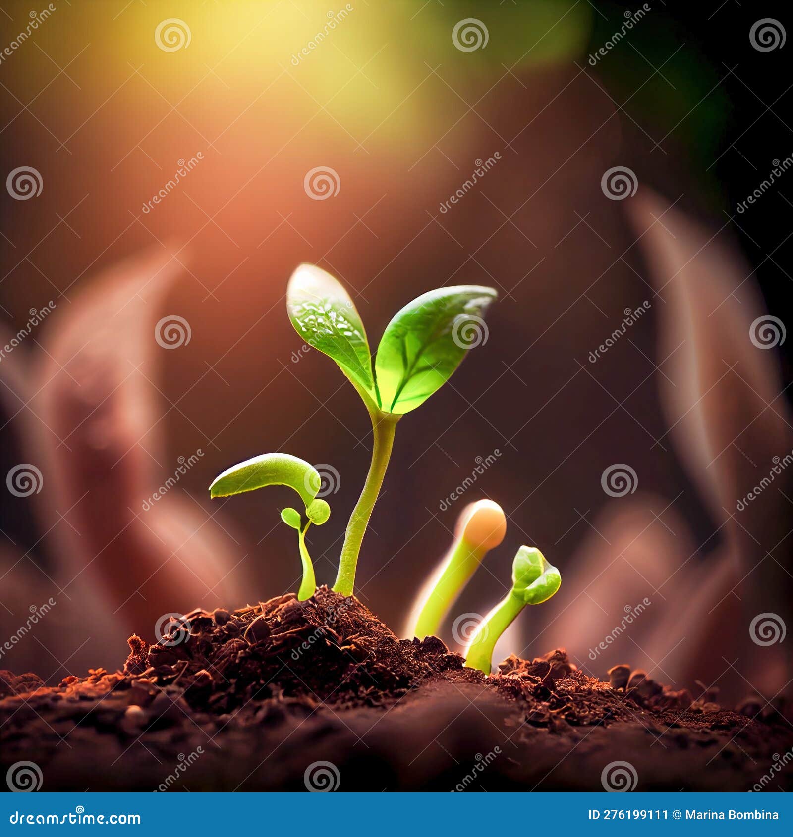 Sprouts Growing In The Ground Clipart In Cartoon Style. Plants Or ...