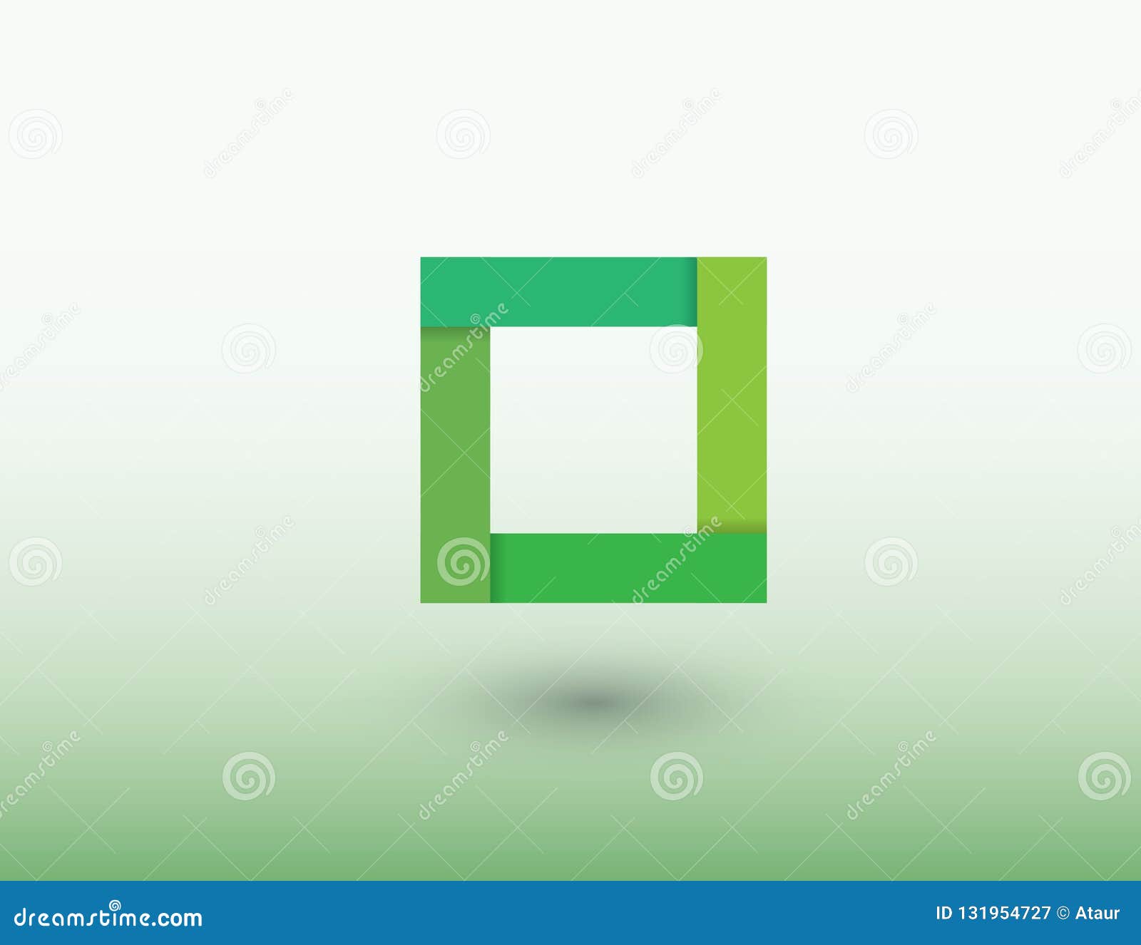 A Green Square Business Logo with Shadow on Light Background Vector ...