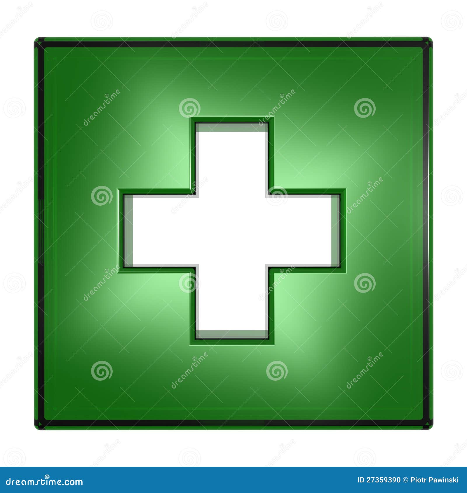 Green Square with Cross Isolated on White. Stock Illustration ...