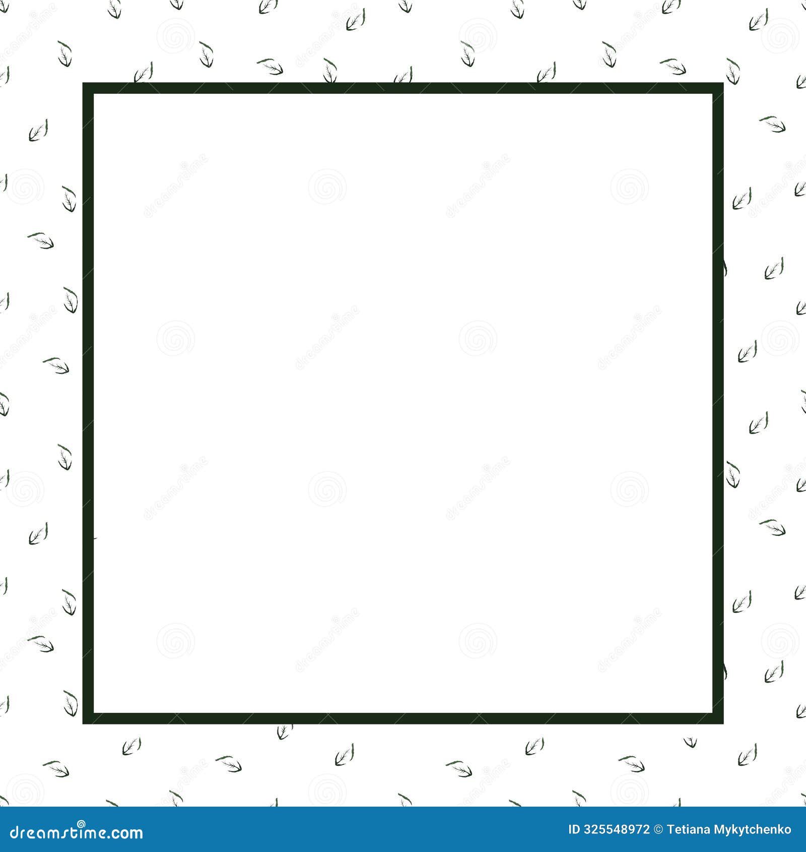 Green Square Frame. Outline of Leaves Stock Illustration - Illustration ...