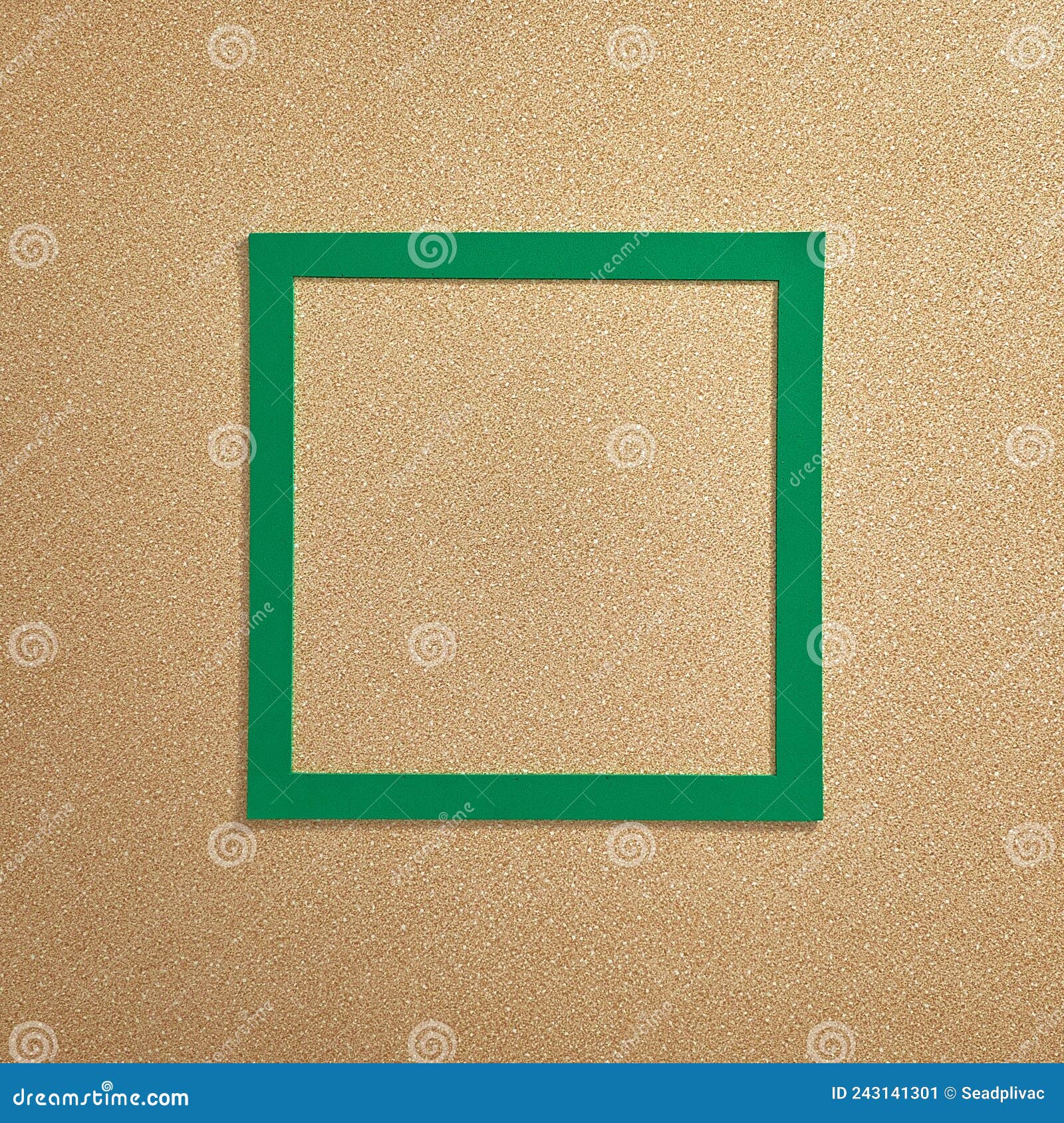 Green Square Frame on Sandy Background. Text Space. Top View Stock ...