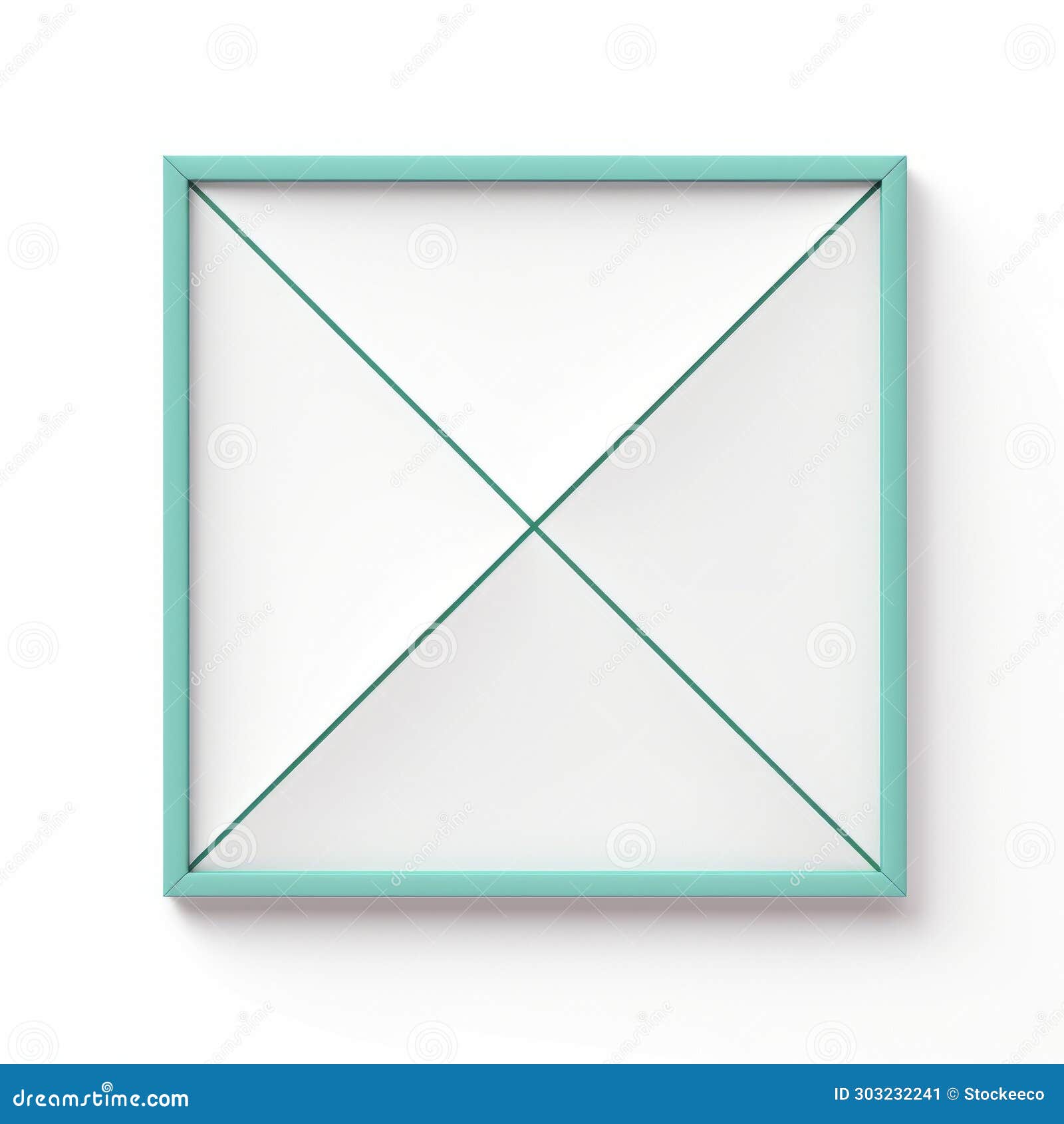 Green Square Frame on White Background: Minimalist Quadrilateral Design ...