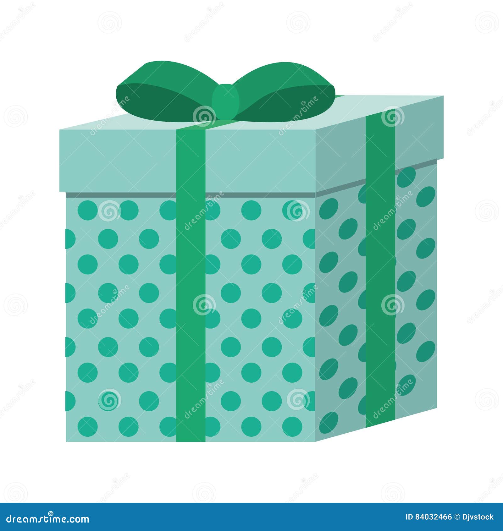 Green Square Gift Box Present Ribbon Dots Stock Illustration ...
