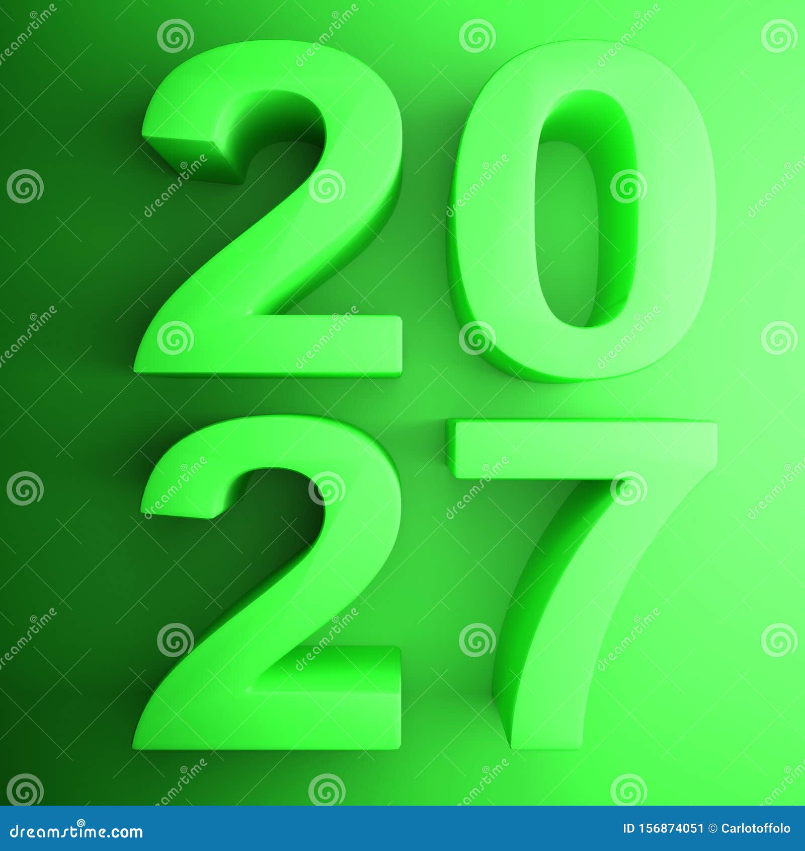 2027 Green Square Icon - 3D Rendering Illustration Stock Illustration ...
