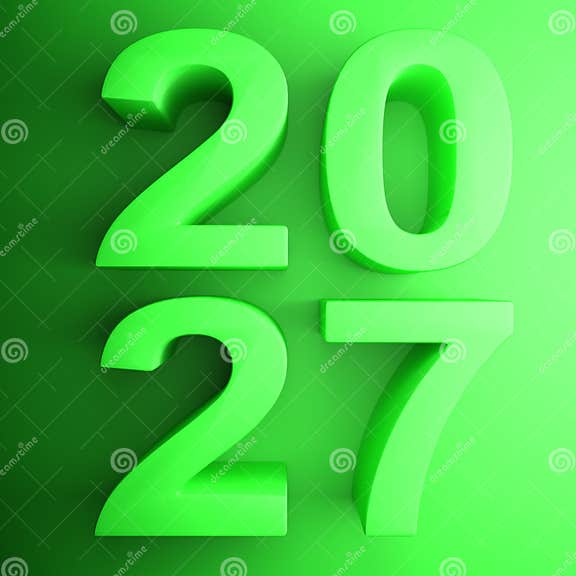 2027 Green Square Icon - 3D Rendering Illustration Stock Illustration ...