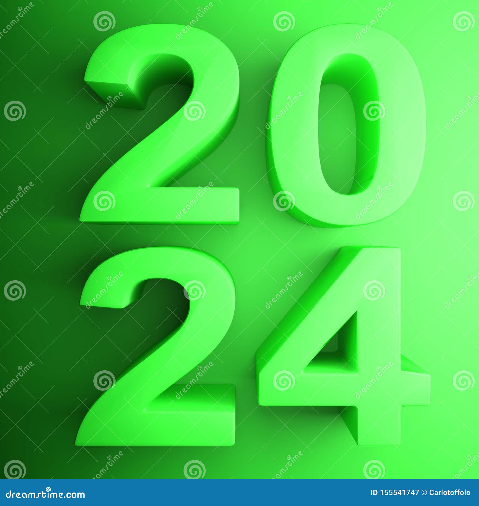 2024 Green Square Icon - 3D Rendering Illustration Stock Illustration ...