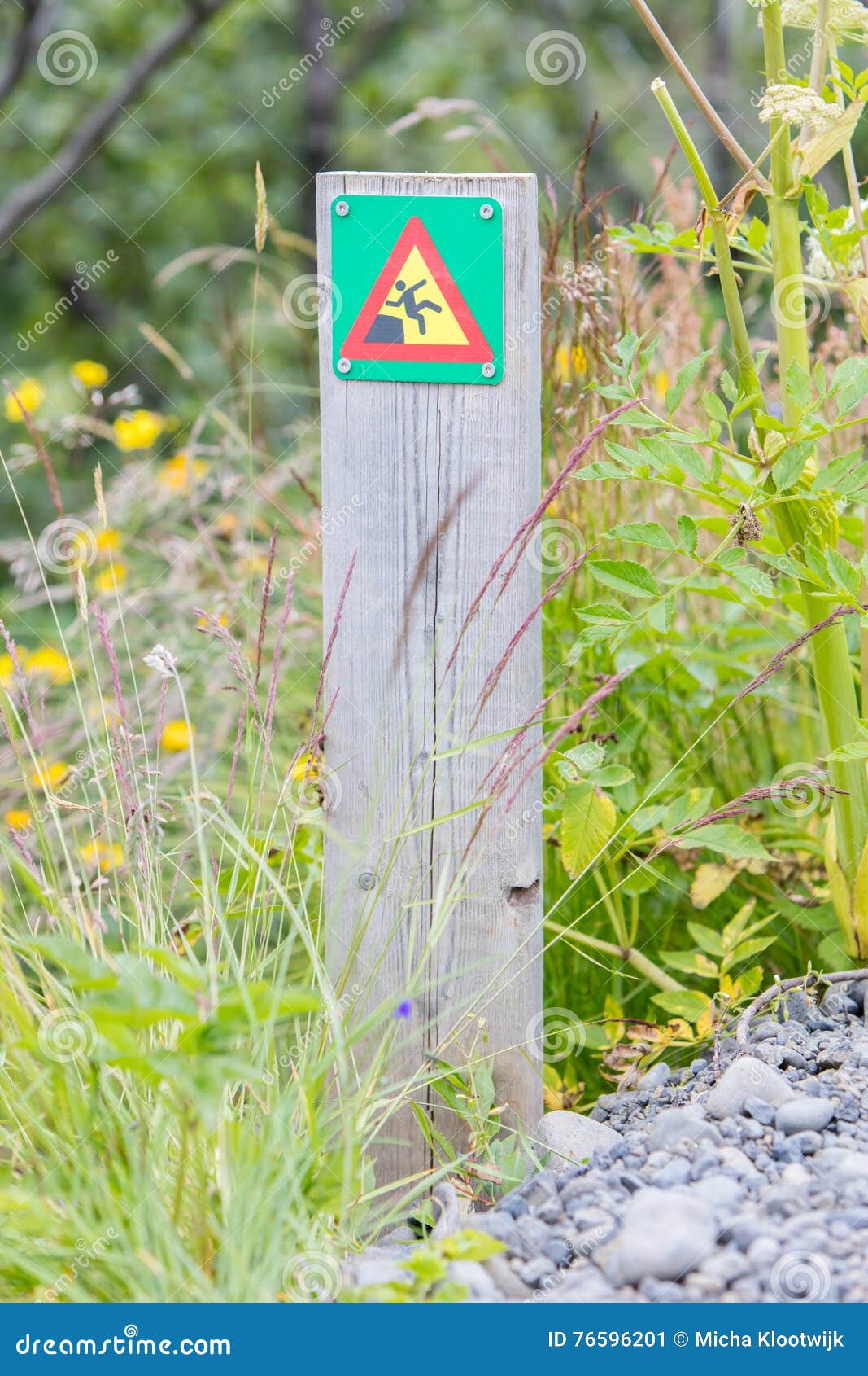 Green Square Sign - Warning for Risk of Falling Stock Image - Image of ...