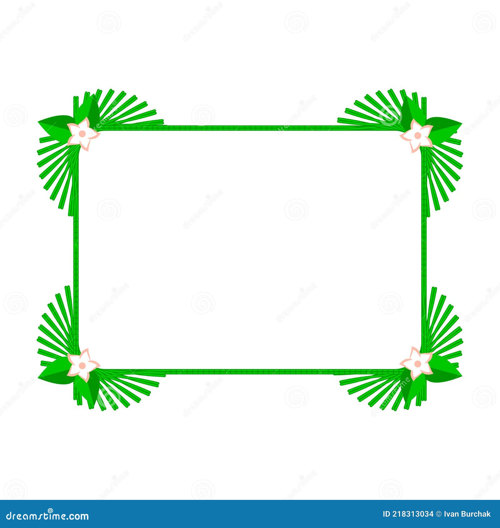 Green Square Summer Frame or Border. Vector Design Elements Set for You ...