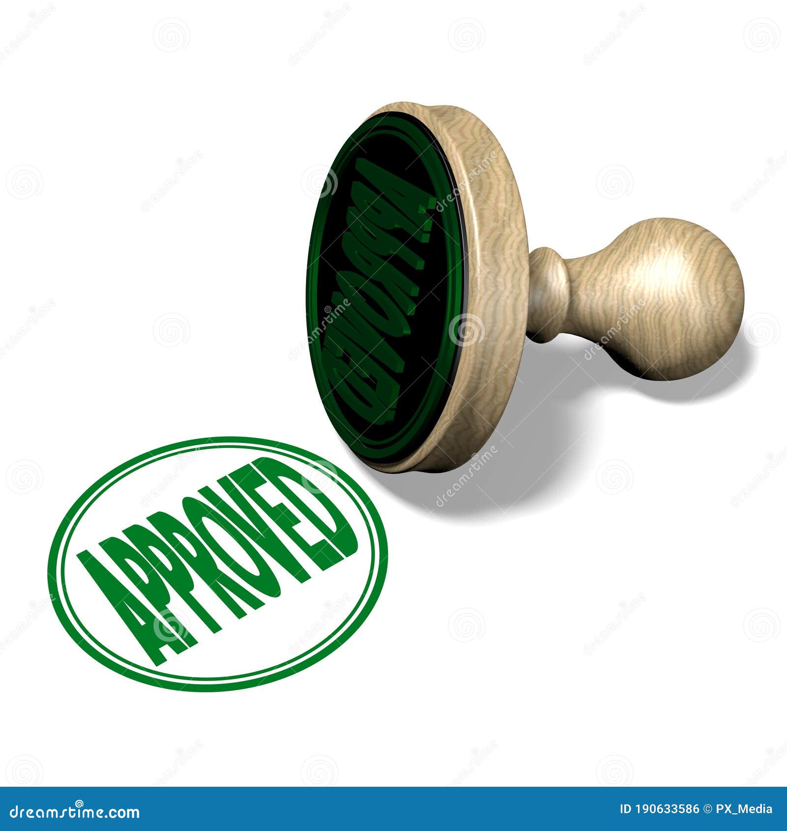 Approved - Green Stamp - 3D Illustration Stock Illustration ...