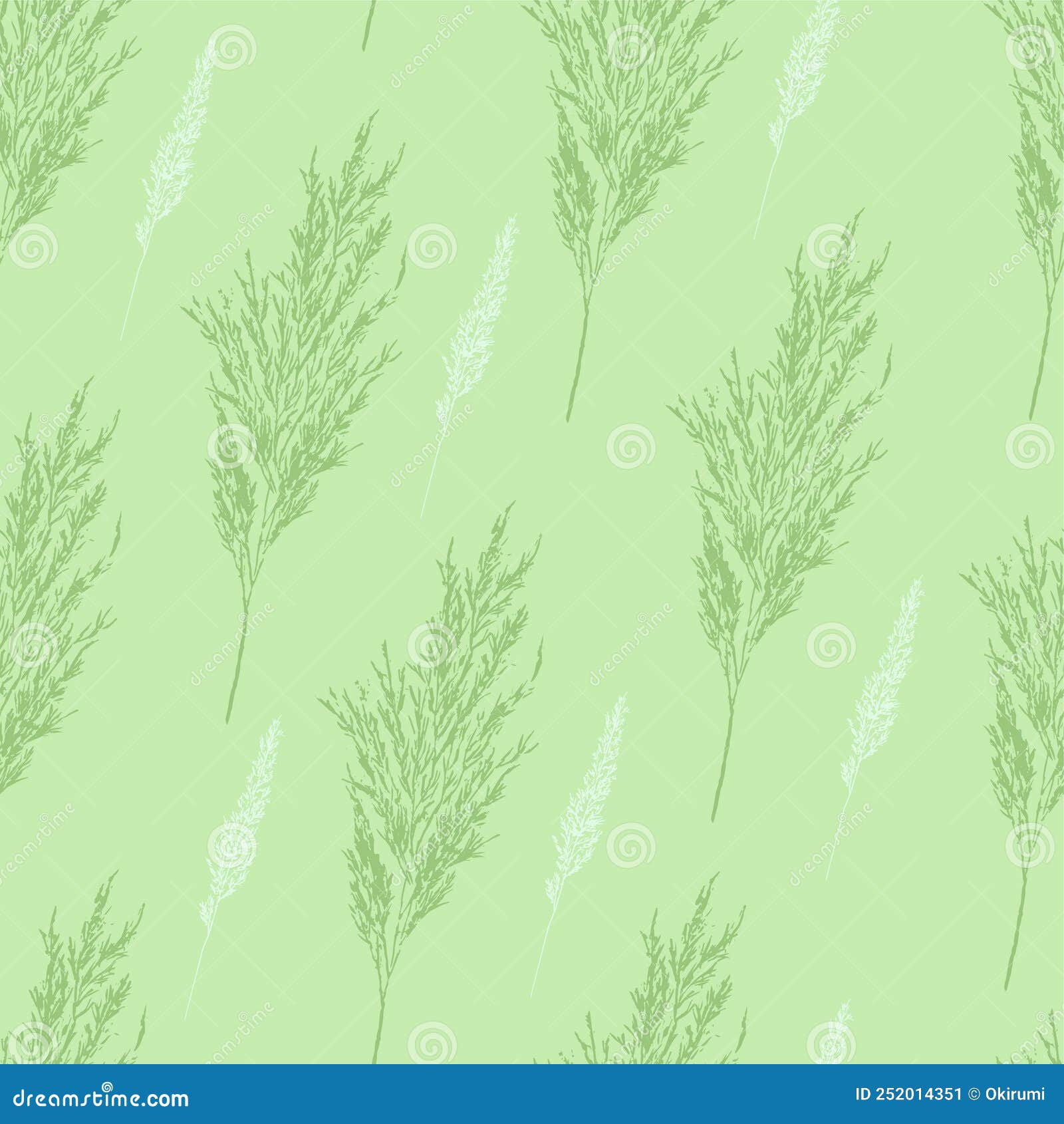 Green Stamped Grass Seamless Pattern Stock Vector - Illustration of ...