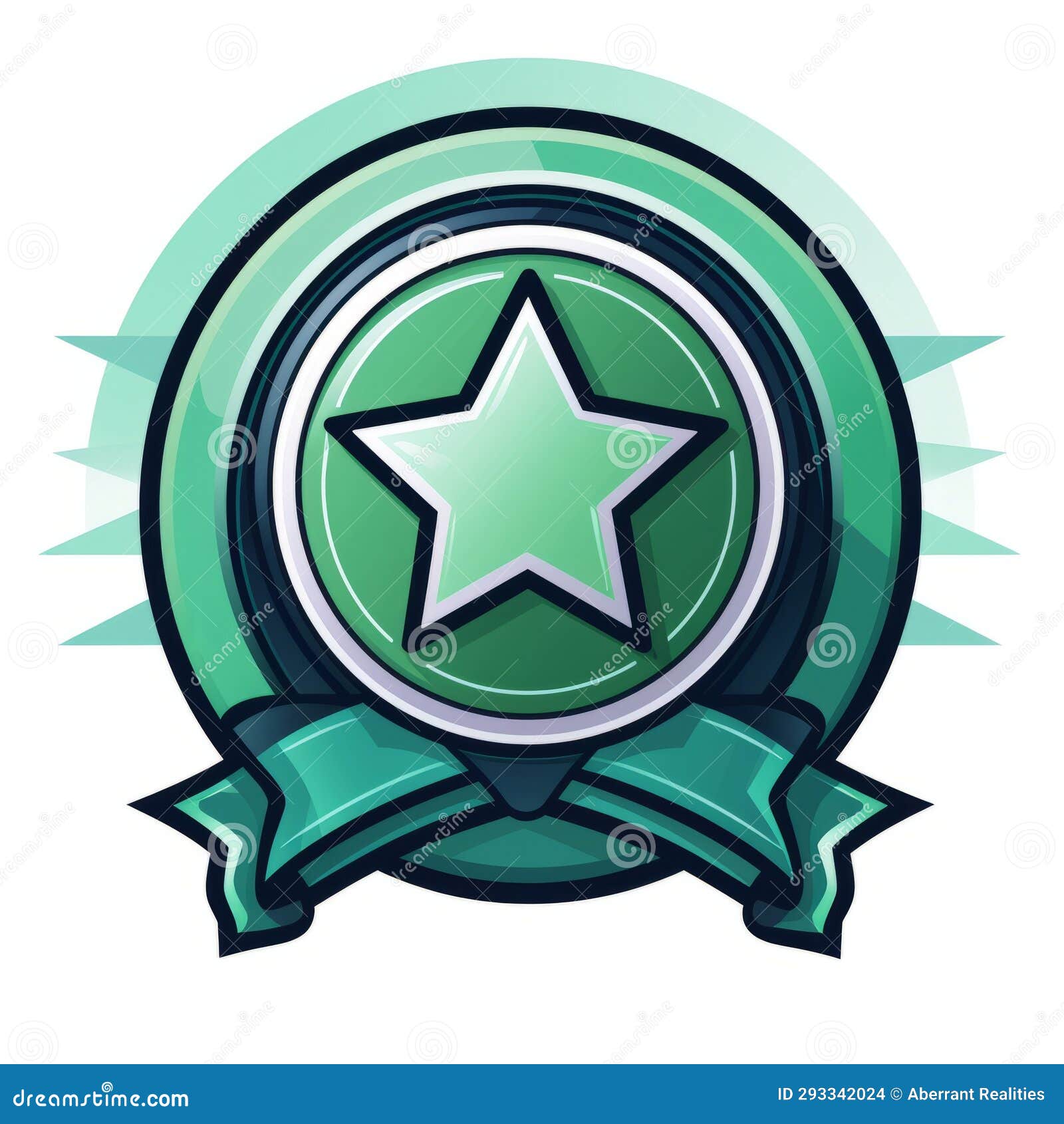 A Green Star Badge with a Ribbon Around it Stock Illustration ...