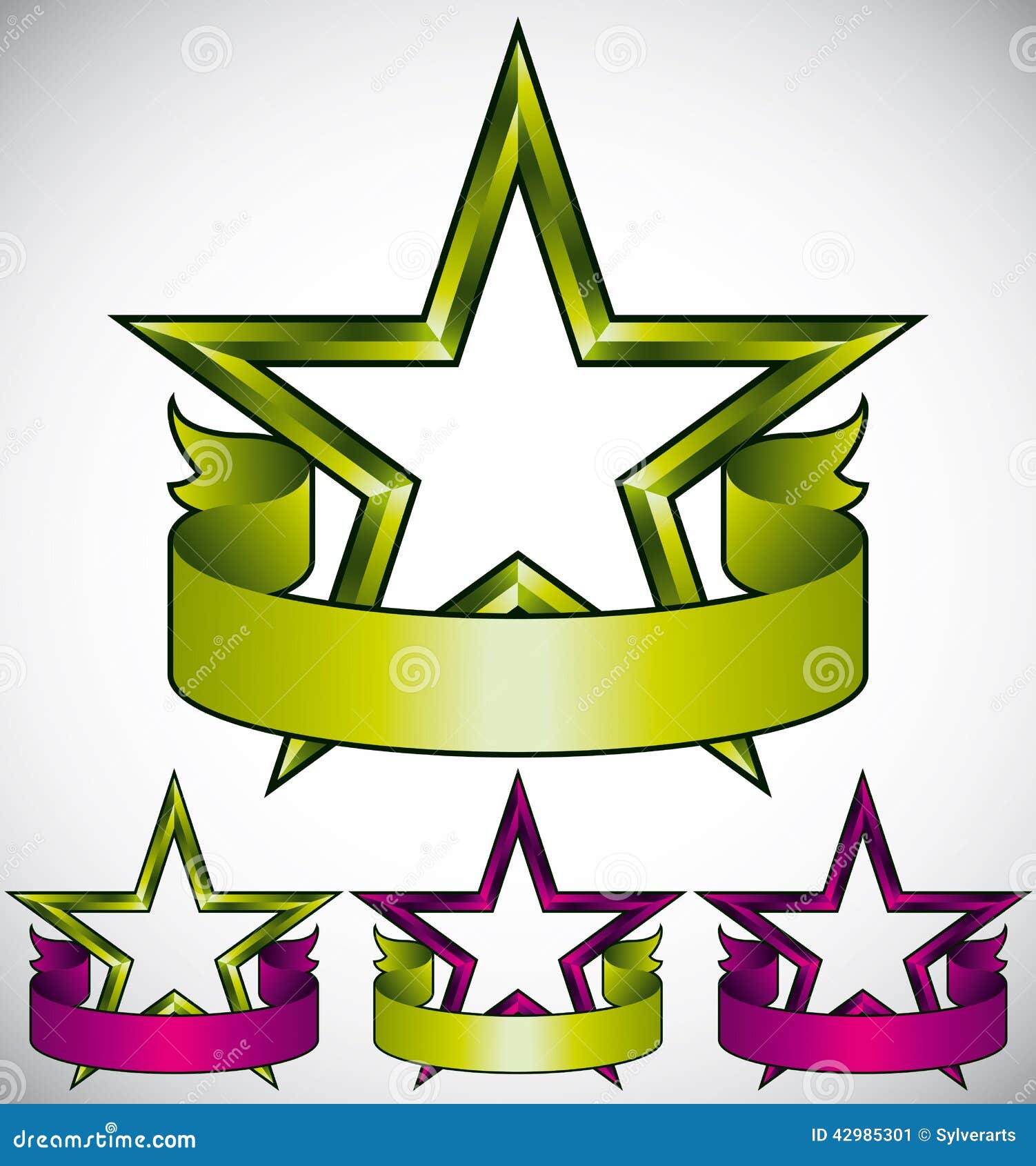 Green Star Label with Blank Banner. Stock Vector - Illustration of ...