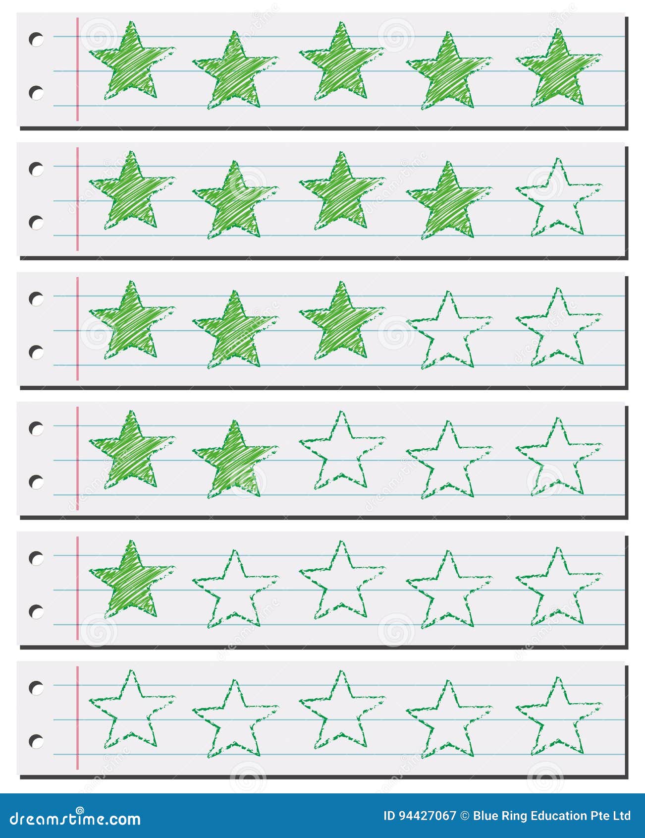 Green stars on line paper stock vector. Illustration of icon - 94427067