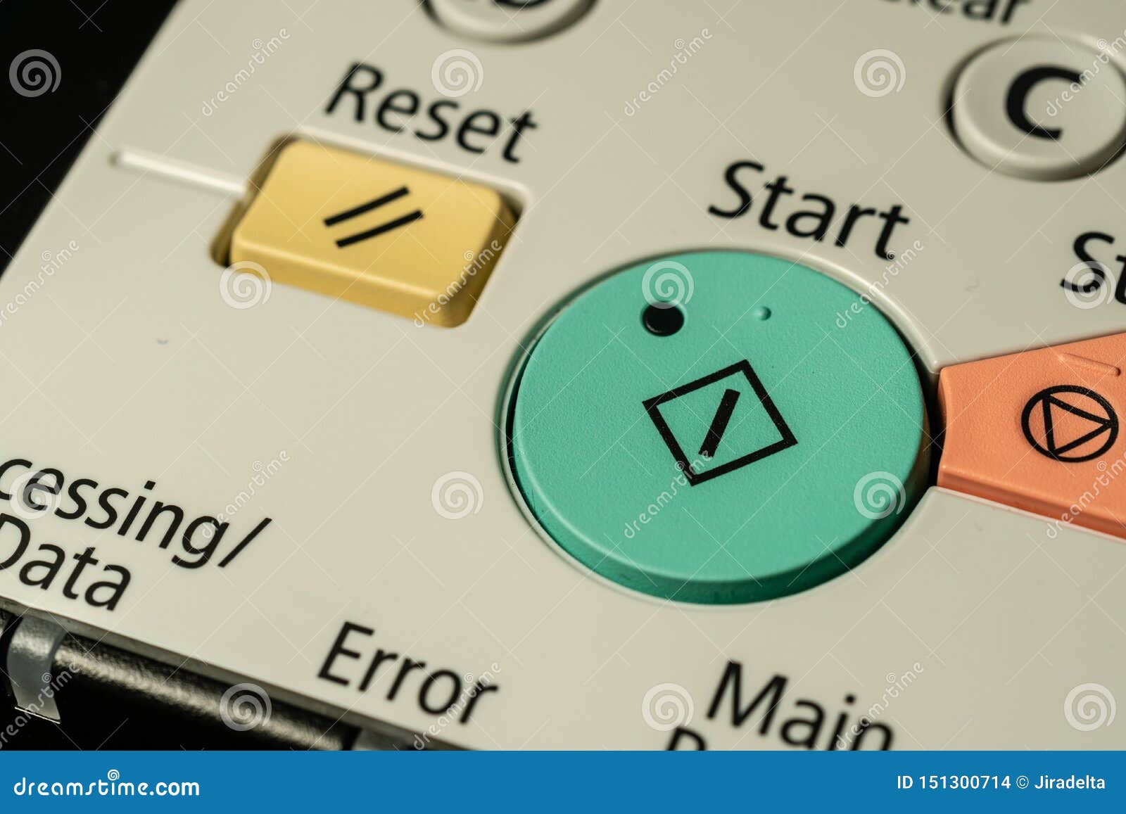 Green Start Button on Control Panel of Copier Machine Macro Shot Stock ...