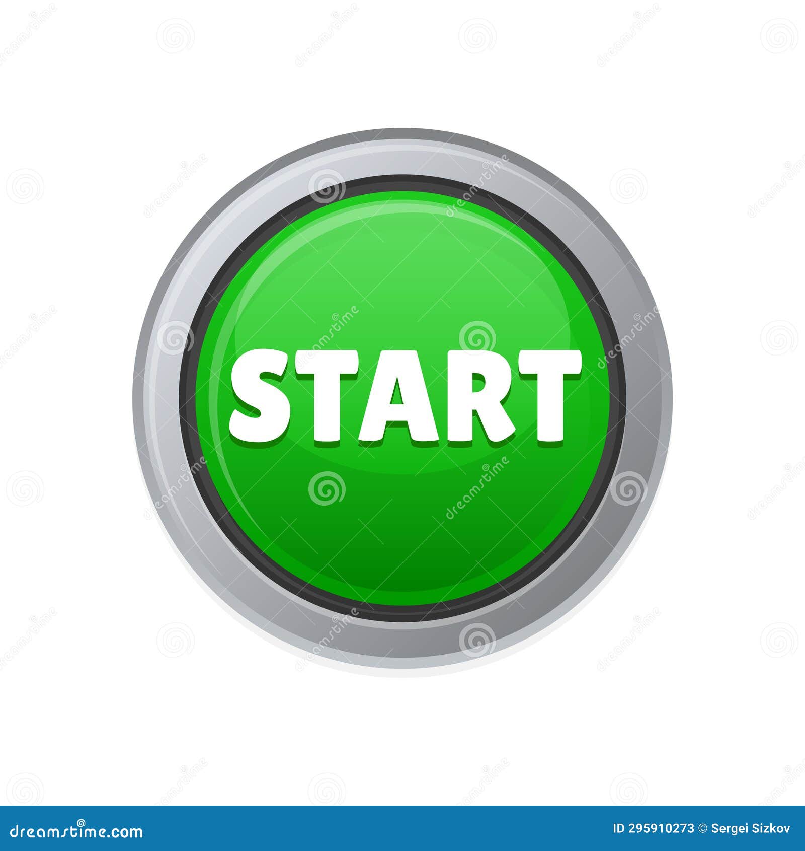 Green Start Button on White Background. Vector Stock Vector ...