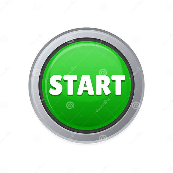 Green Start Button on White Background. Vector Stock Vector ...