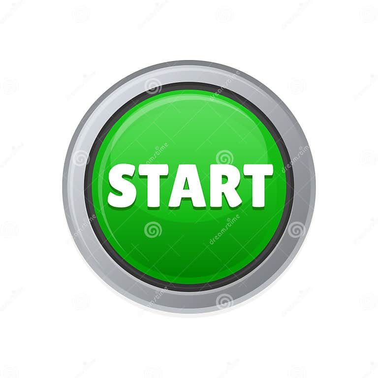Green Start Button on White Background. Vector Stock Vector ...