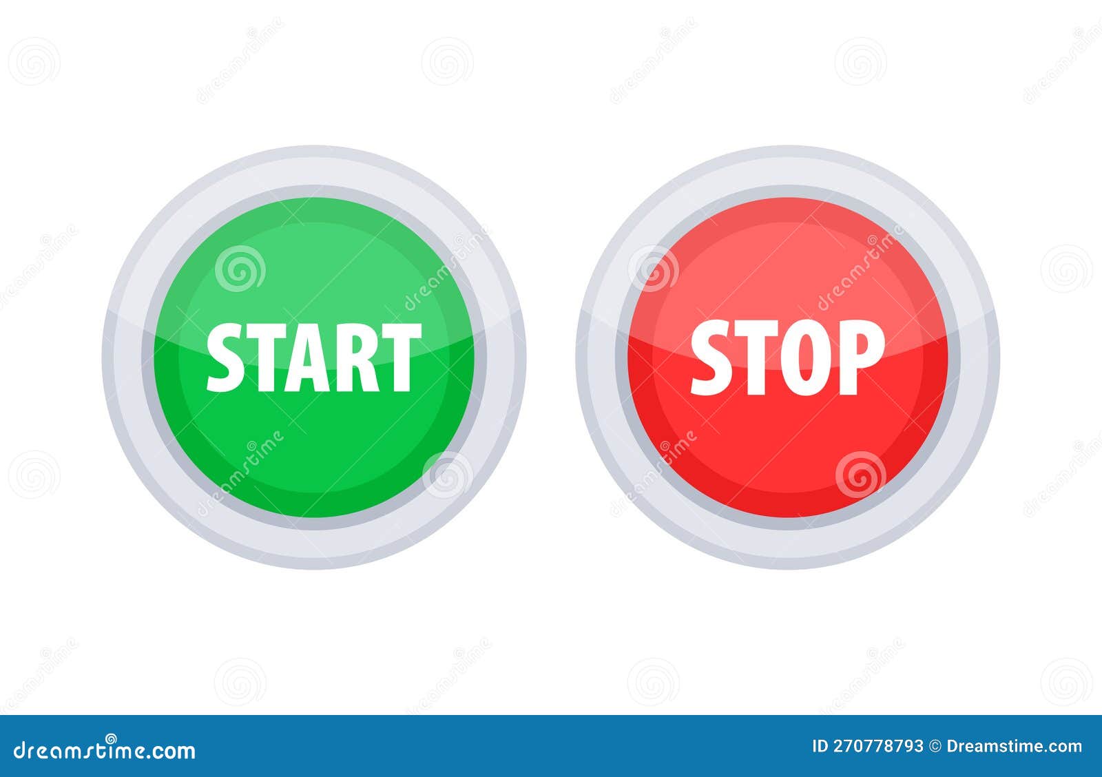 Green Start and Red Stop Button. Press Button Icon Stock Vector ...