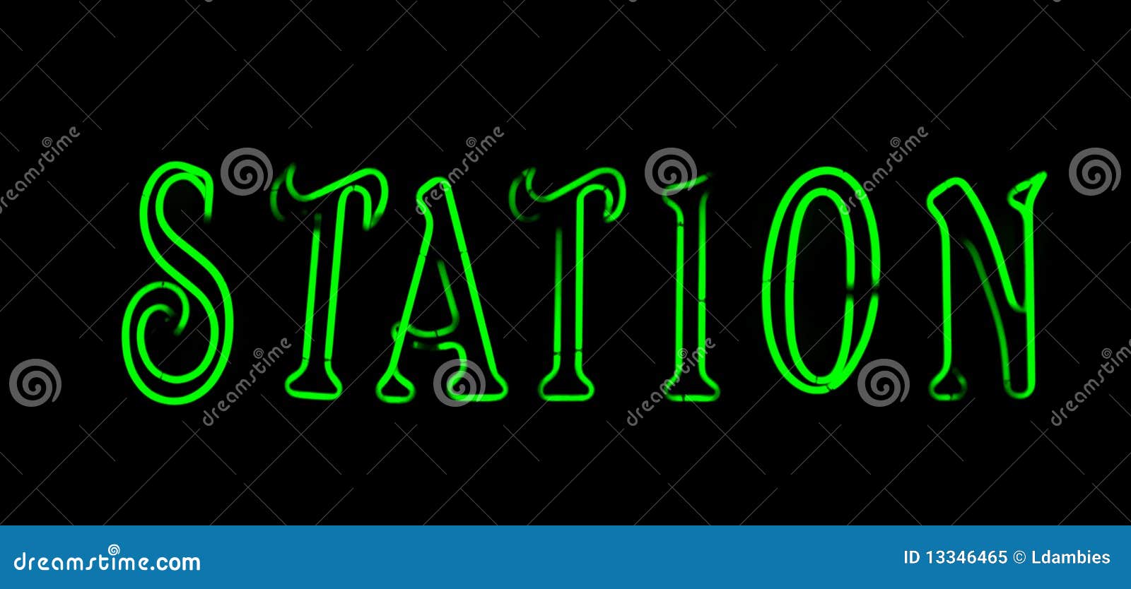Green station neon sign stock image. Image of fluorescent - 13346465