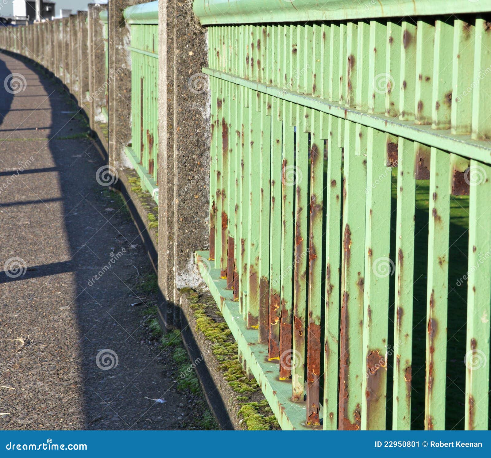 Green steel bridge railing stock image. Image of rail - 22950801