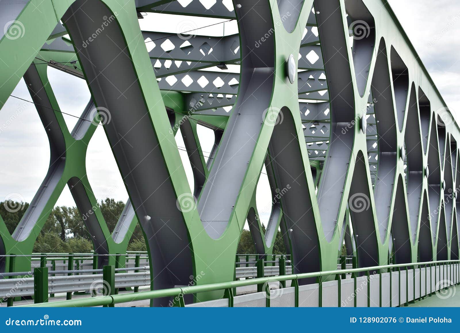 Green Steel Bridge Structure Stock Photo - Image of color, crossing ...