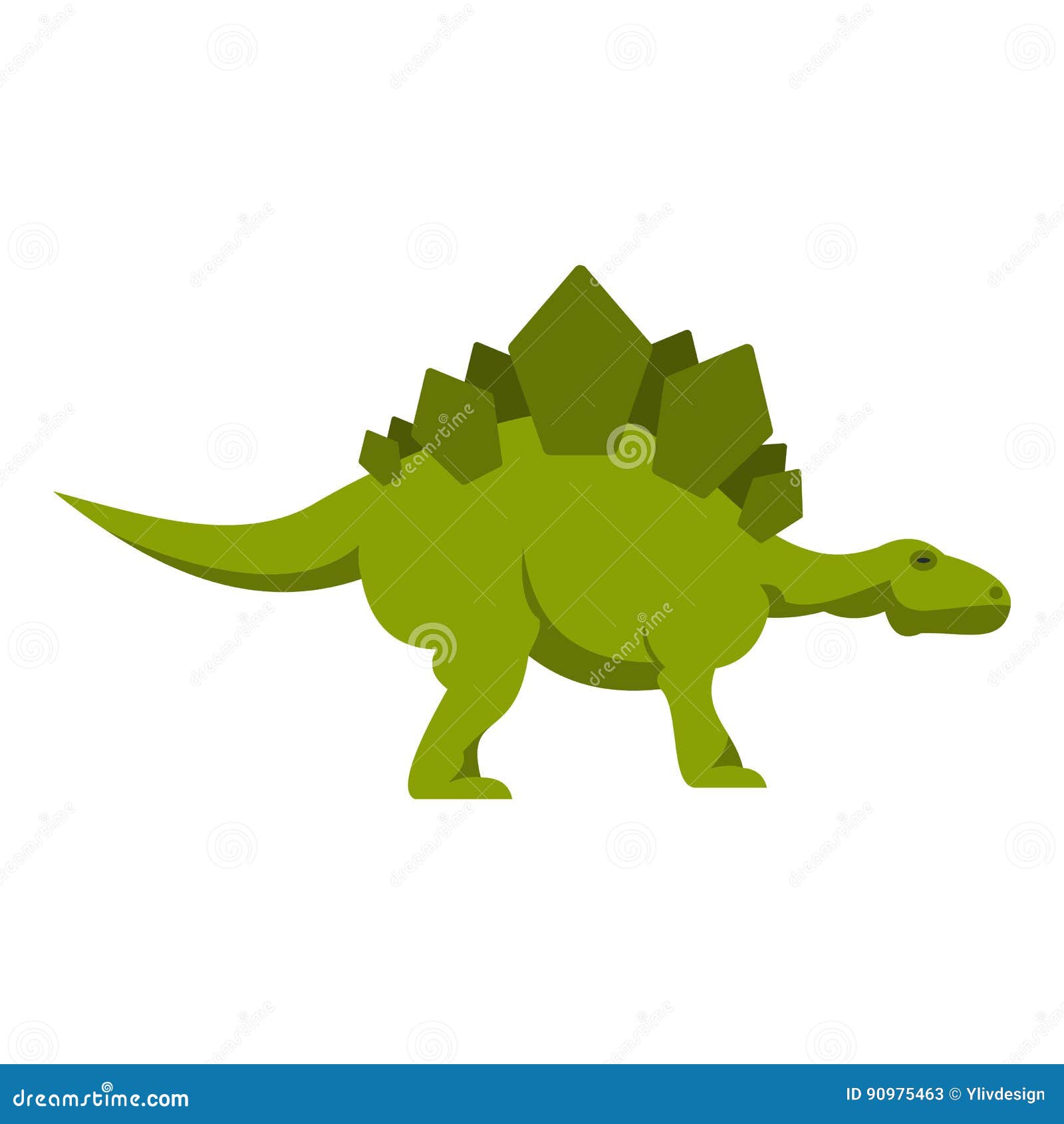 Green Stegosaurus . Cute Dinosaur, Cartoon Design. Flat Illustration ...