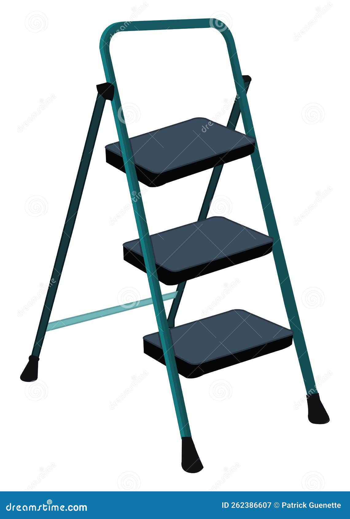 Green step ladders, icon stock vector. Illustration of flat - 262386607