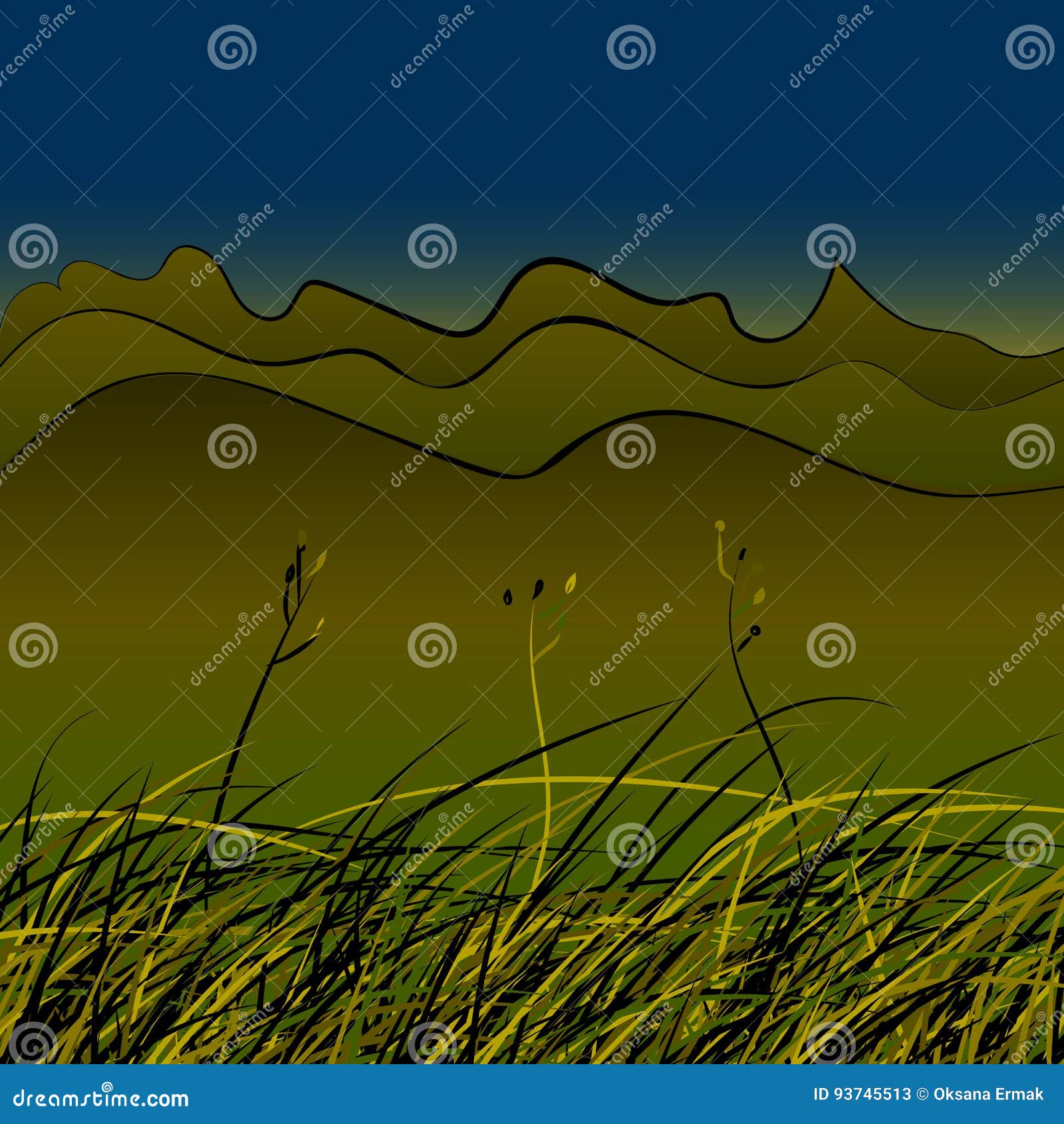 Green Steppe Grass stock vector. Illustration of fresh - 93745513