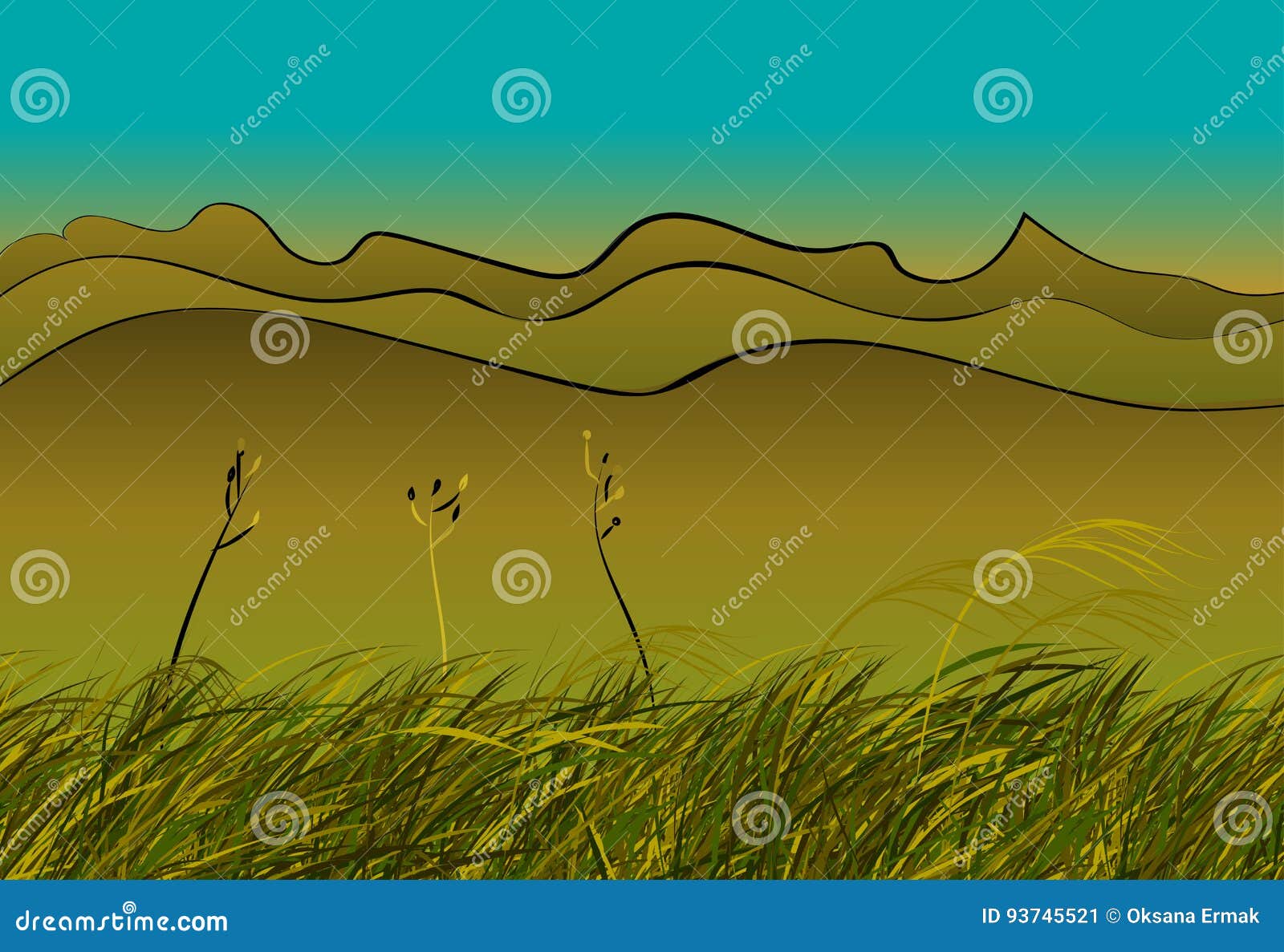 Green Steppe Grass stock vector. Illustration of ecology - 93745521