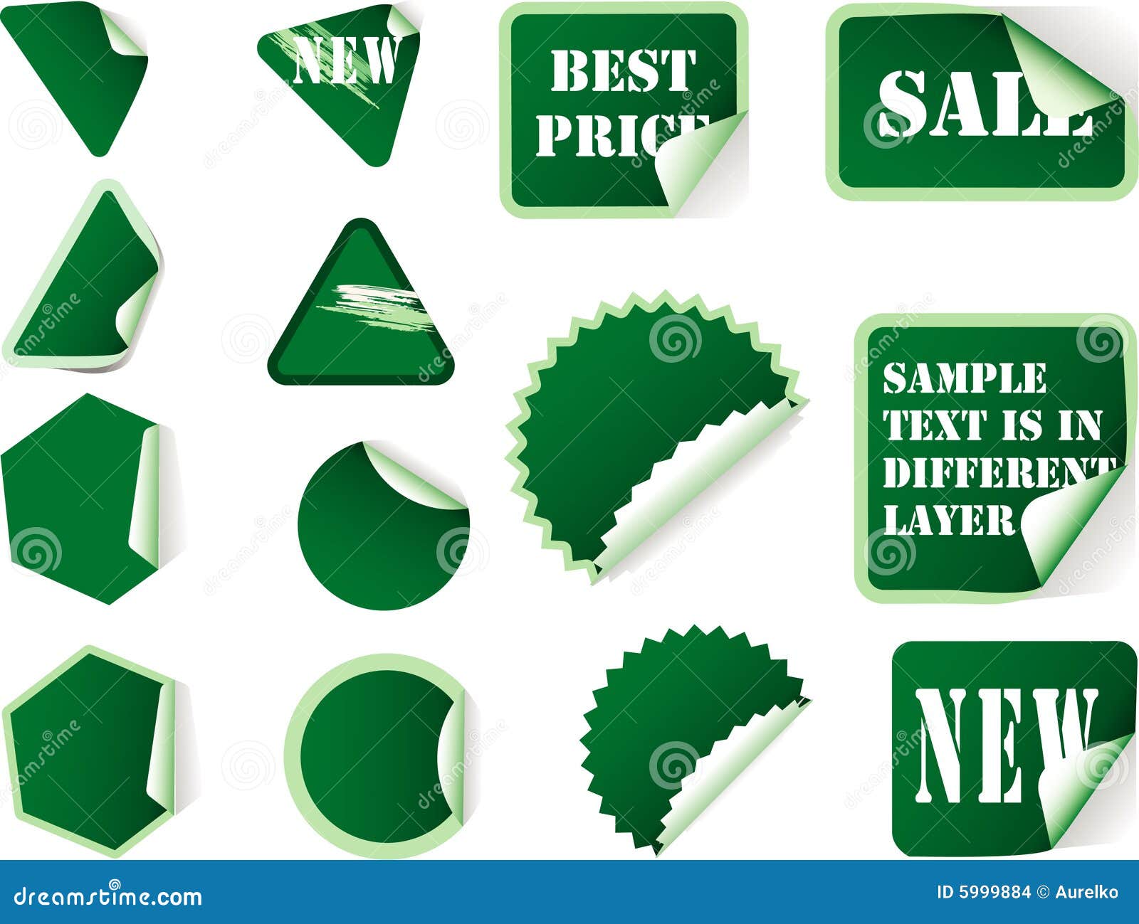 Green stick labels stock vector. Illustration of bright - 5999884