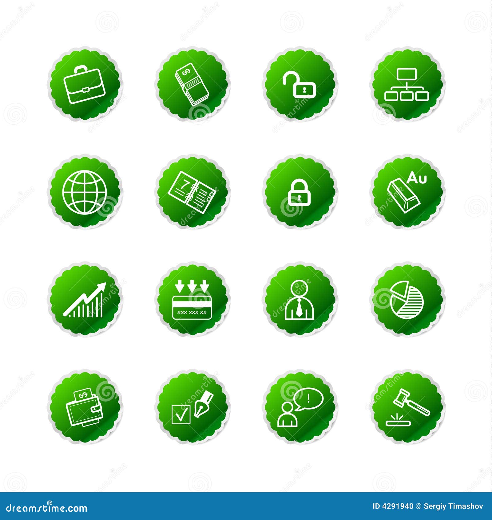 Green Sticker Business Icons Stock Vector - Illustration of button ...