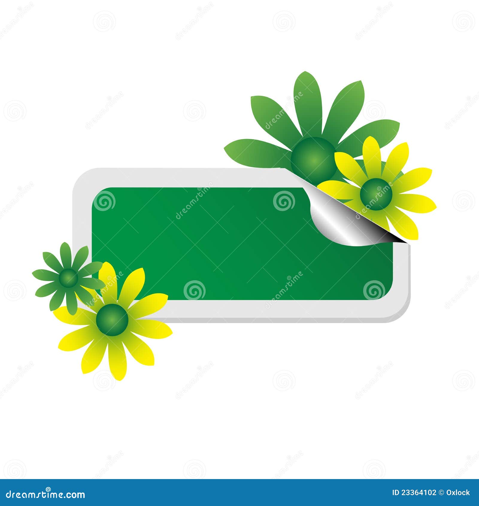 Green sticker with flowers stock vector. Illustration of natural - 23364102
