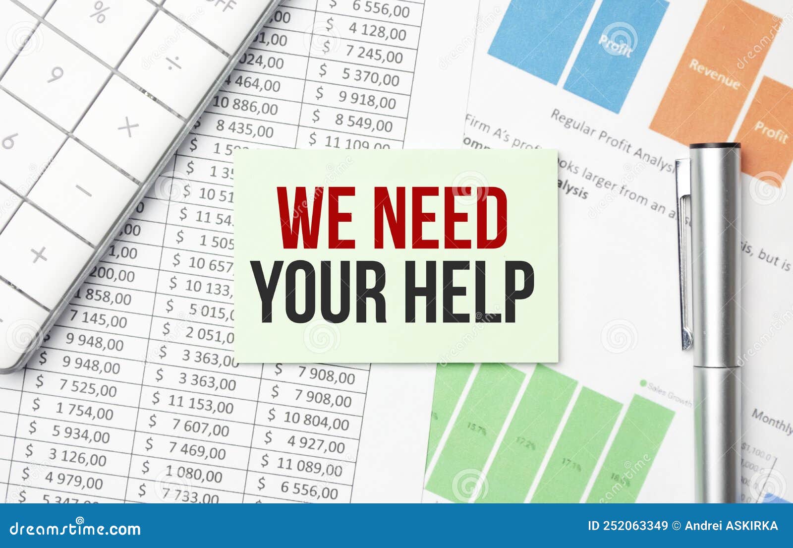 Green Sticker with Text we Need Your Help with Charts Stock Image ...