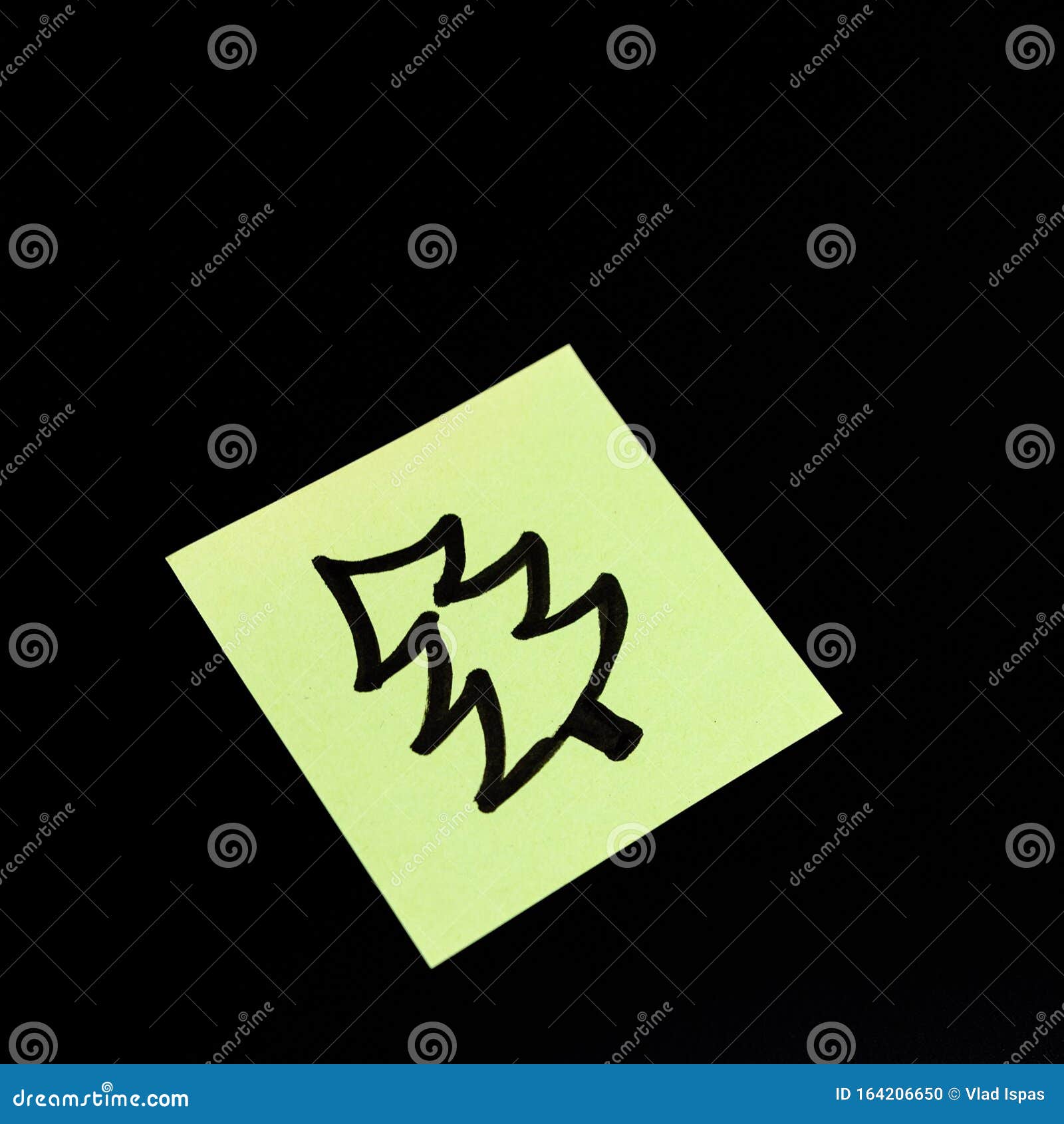 Green Sticky Note with Christmas Tree Drawing. Christmas Tree on Paper ...