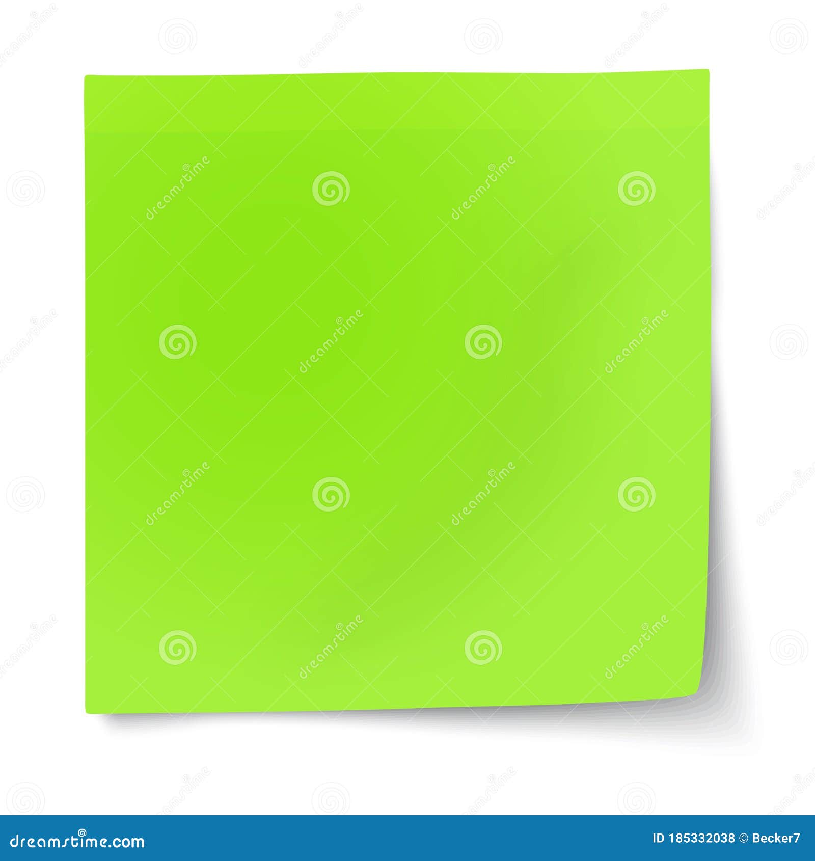 Green Sticky Note with Turned Up Corner Isolated on White Background ...