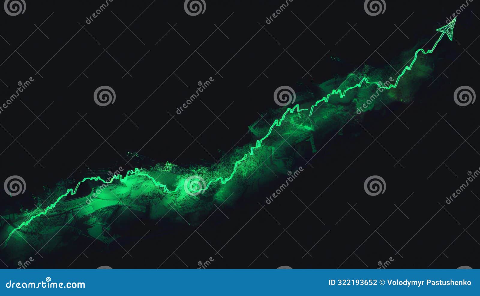 A Green Stock Chart with an Arrow Pointing Up Stock Photo - Image of ...