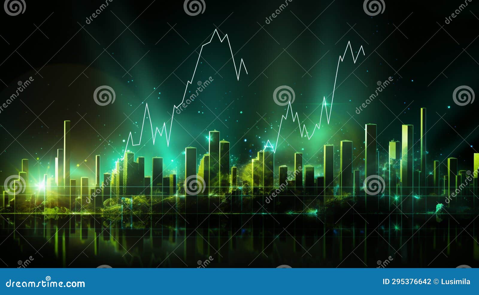 Green stocks graph stock illustration. Illustration of index - 295376642