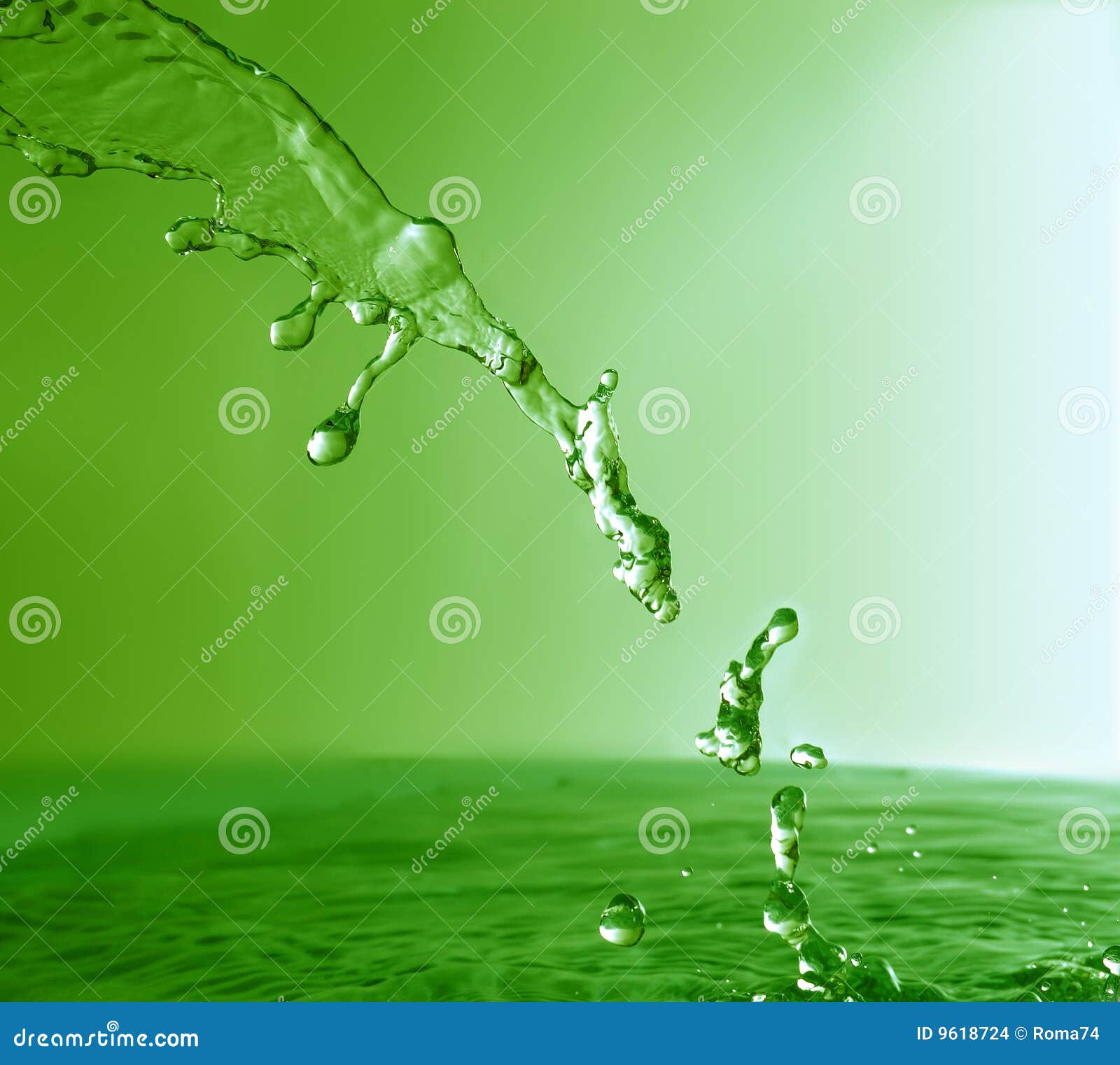 Green stream with splashes stock photo. Image of freshness - 9618724