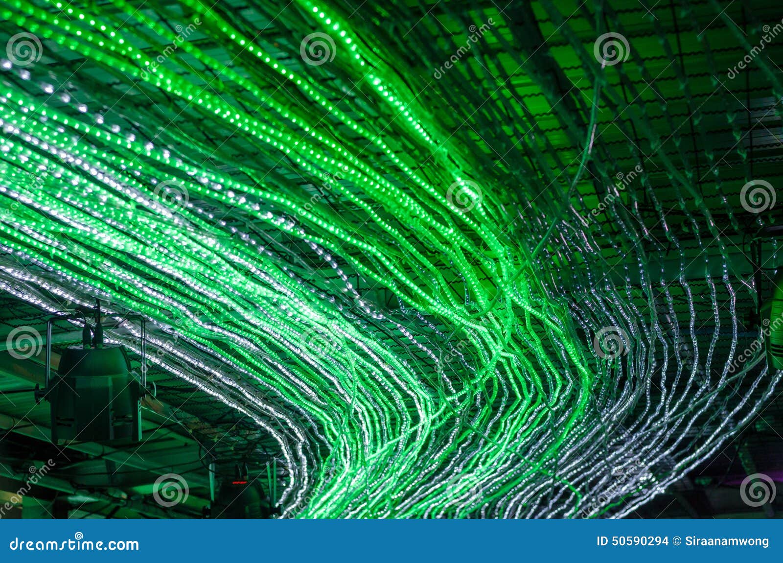 Green Stretch of LED Lights Stock Photo - Image of electric, brightly ...