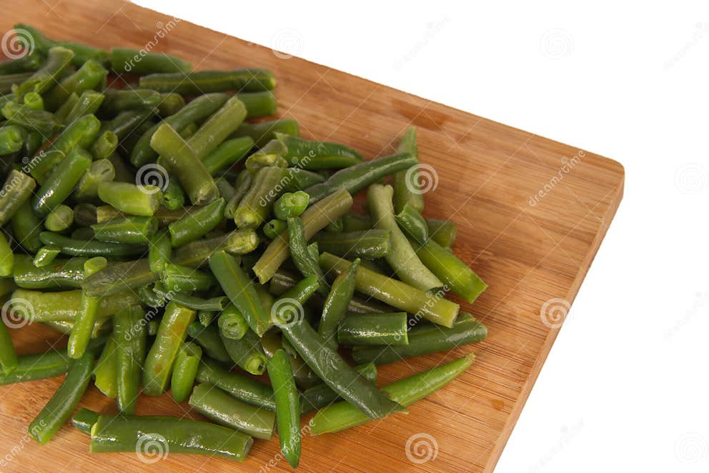Green String Beans on a Wooden Board Stock Photo - Image of background ...
