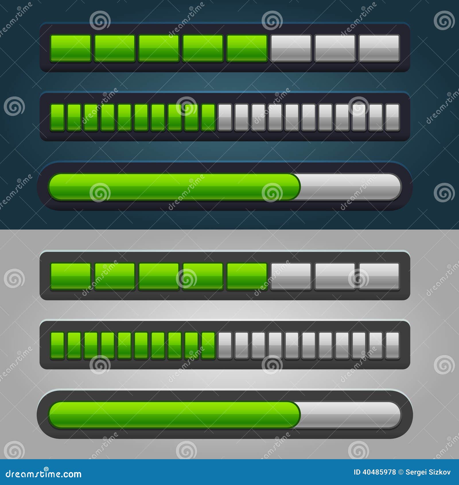 Green Striped Progress Bar Set Stock Illustrations – 13 Green Striped ...