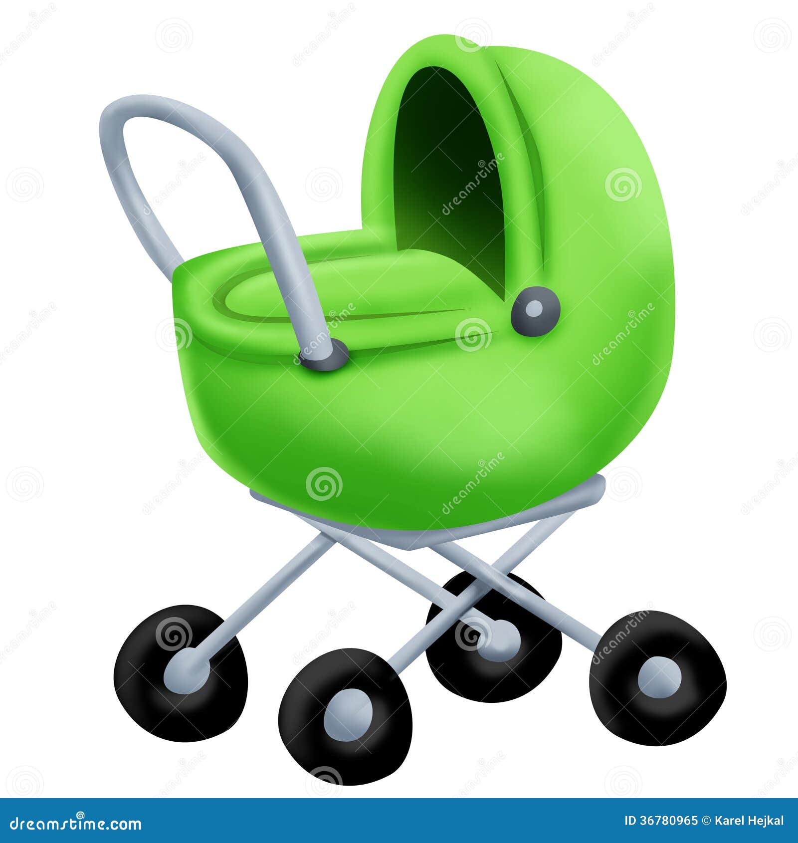 Green stroller stock illustration. Illustration of cartoon - 36780965