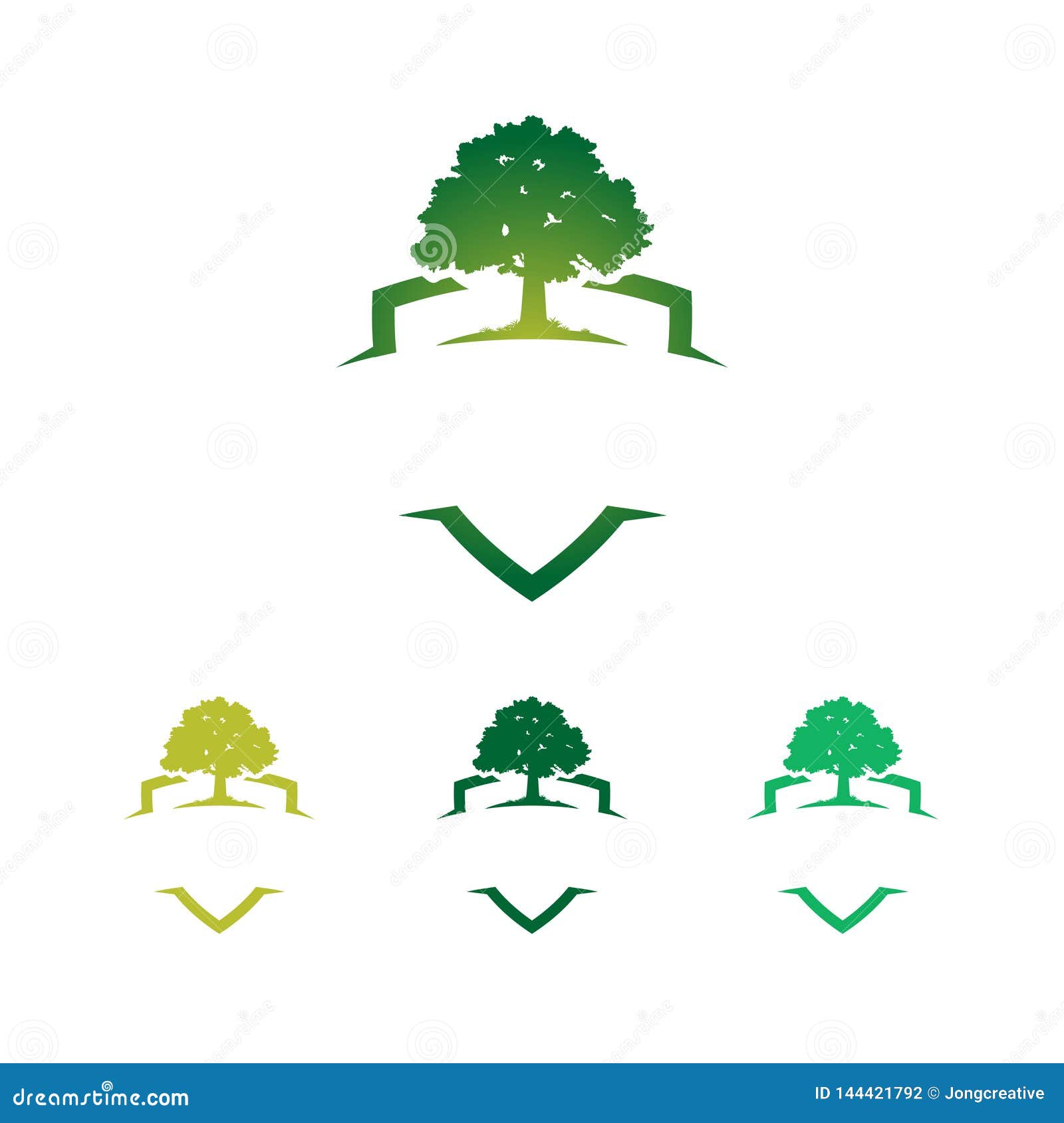 Green Strong Badge Shield Oak Tree Logo Template Stock Vector ...