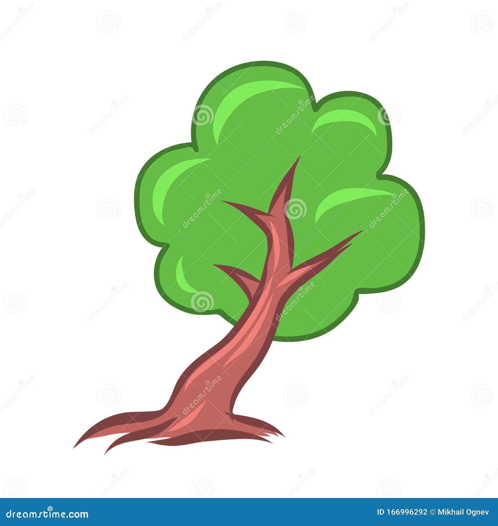 Green Strong Tree on a White Background Stock Vector - Illustration of ...