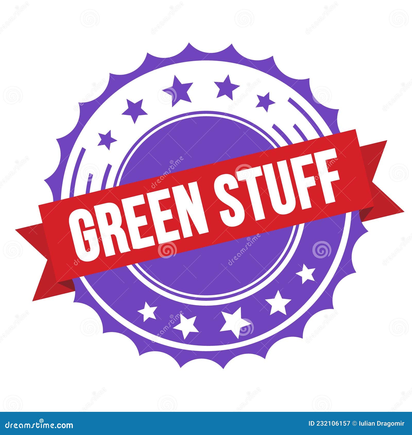 GREEN STUFF Text on Red Violet Ribbon Stamp Stock Illustration ...