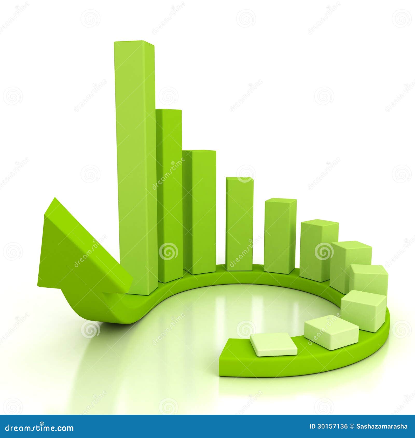 Green Success Business Bar Chart On Circle Growing Arrow Stock ...