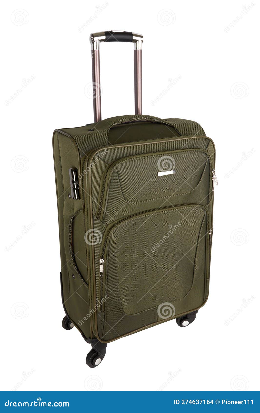 Green suitcase isolated stock photo. Image of destination - 274637164