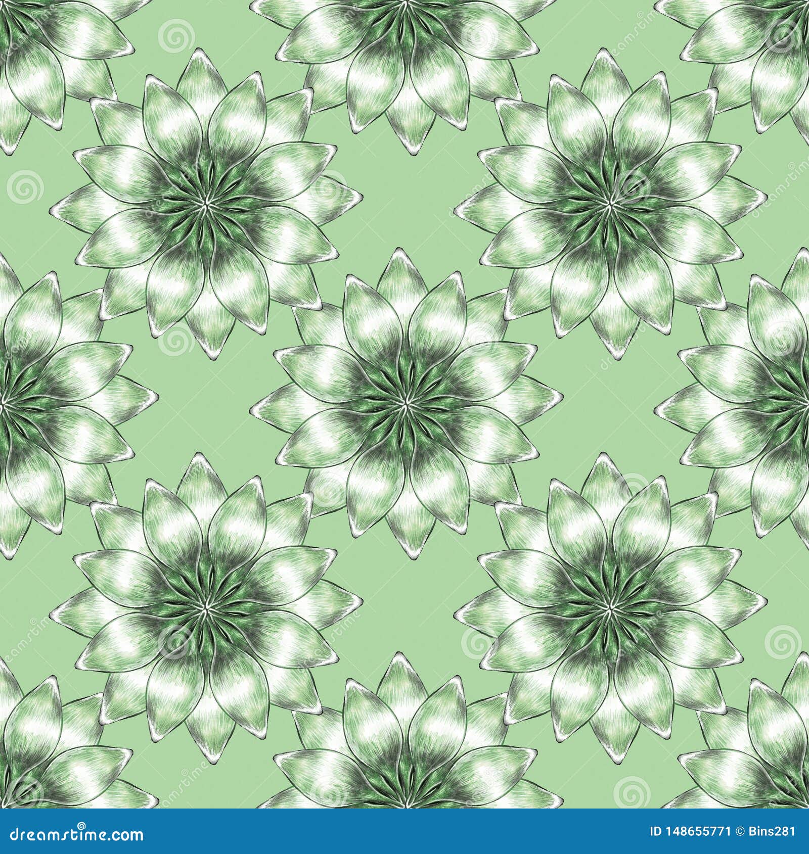 Green Summer Pattern in Boho Style Stock Illustration - Illustration of ...