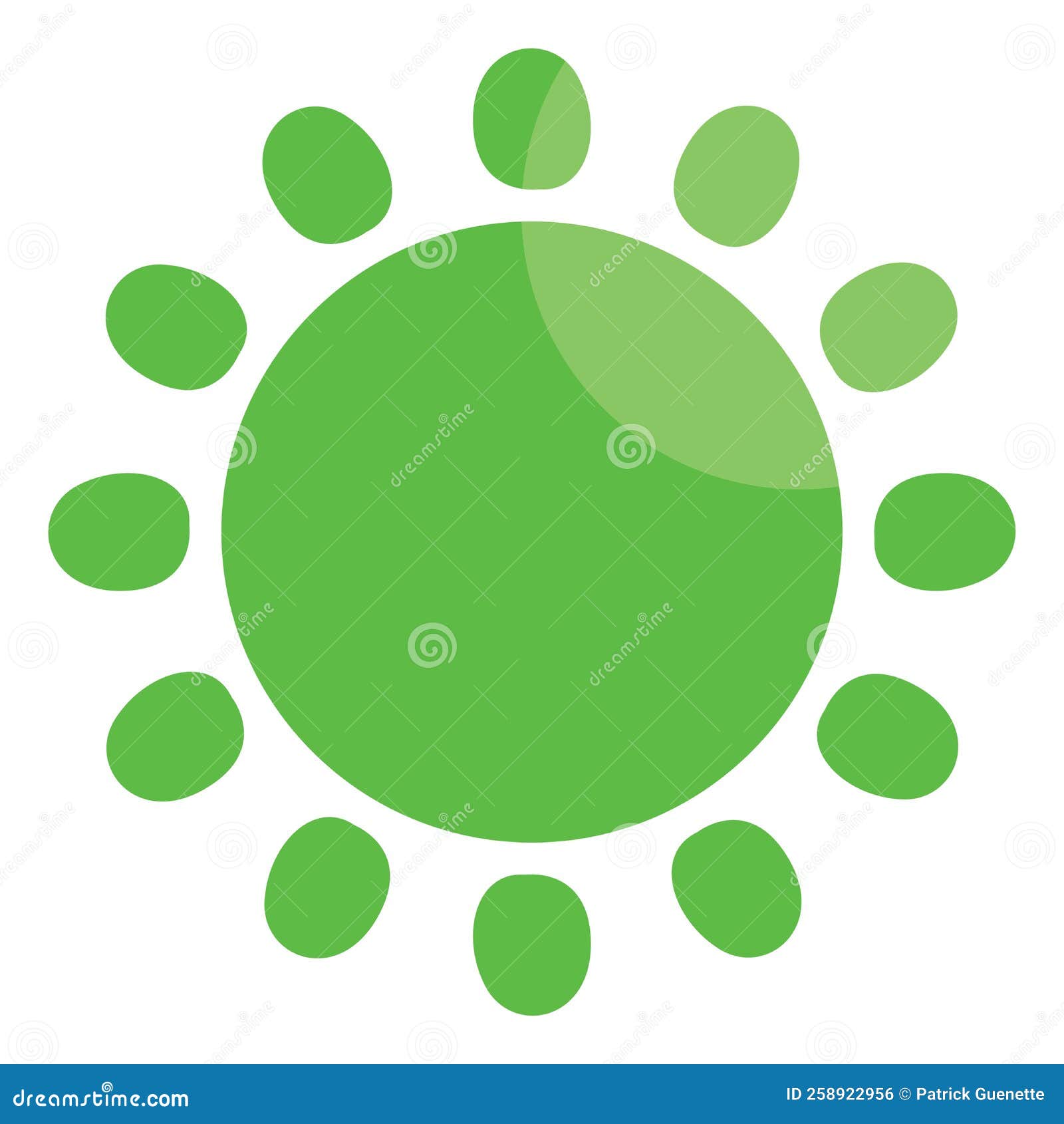 Green sun, icon stock vector. Illustration of vector - 258922956