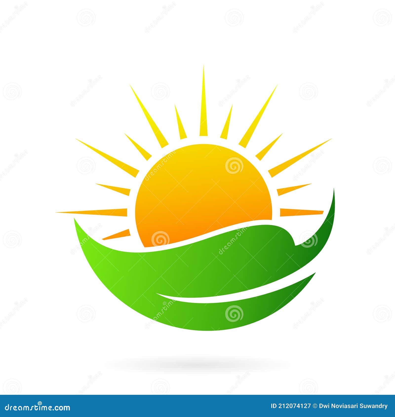 Green Sun Leaf Logo Design Template Stock Vector - Illustration of ...